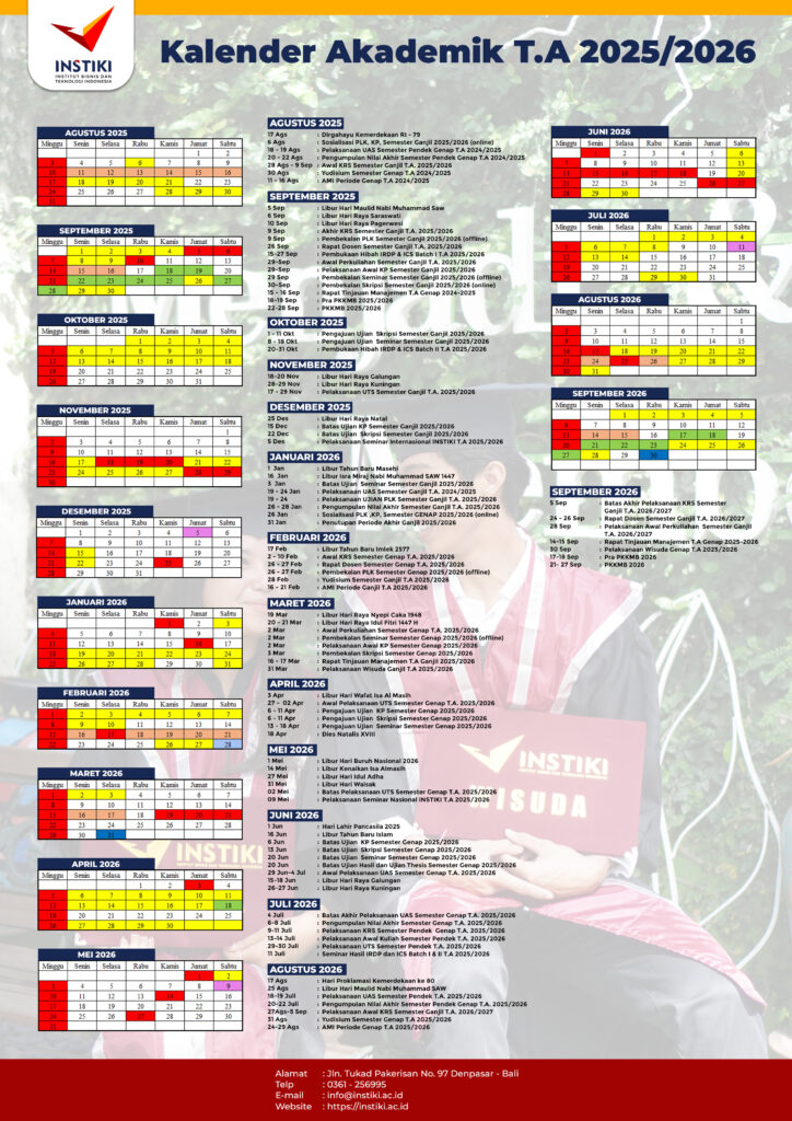 Pengumuman Kalender Akademik INSTIKI T.A 2025/2026 - INSTIKI